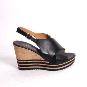 PHIL GATIÈR by REPO | Shoes | Italian Black Leather Slingback Wedge ...